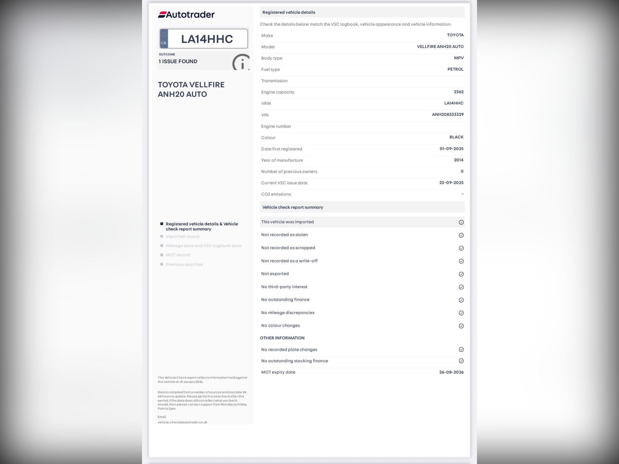 Used 2014 Toyota Vellfire 2.4-Full Modellista Styling - Sunroof for ...